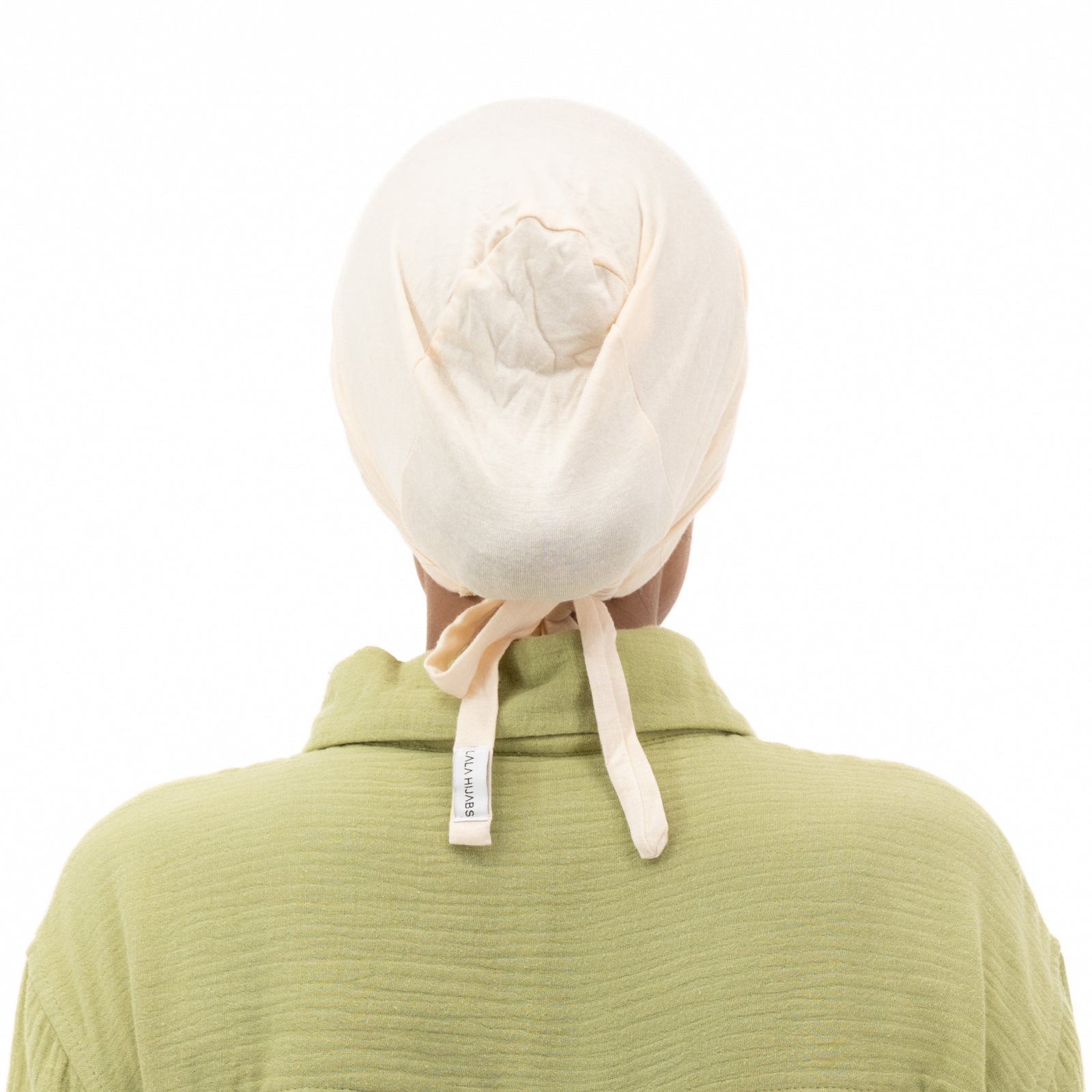 Cream puff tie back underscarf